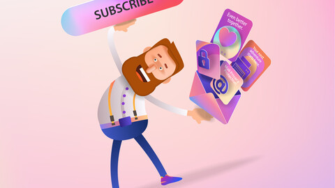 ArtStation - A bearded man holds a subscribe button and an envelope ...