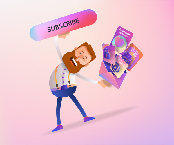 ArtStation - A bearded man holds a subscribe button and an envelope ... ArtStation - A bearded man holds a subscribe button and an envelope ...
