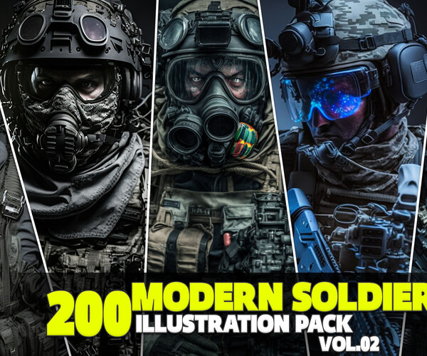 ArtStation - 200 Modern Soldier Illustration Pack Vol.02 | Resources