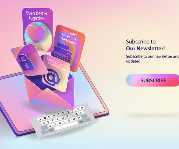 ArtStation - A web banner with a digital tablet and an envelope with ...