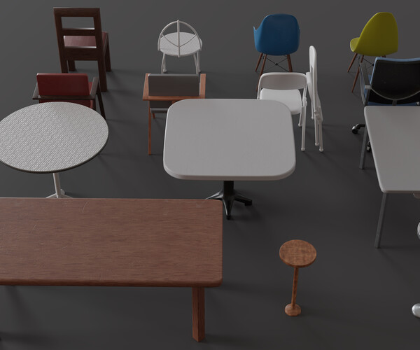 ArtStation - Chairs and Tables | Game Assets
