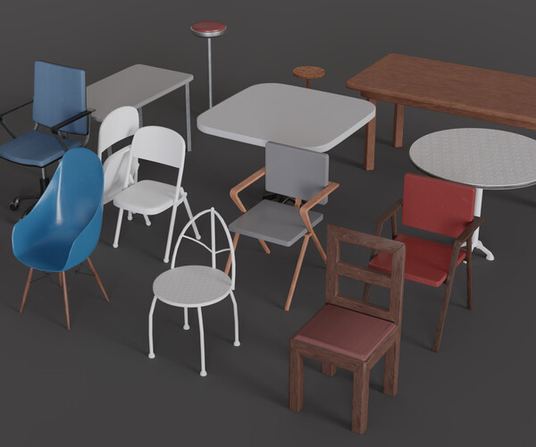 ArtStation - Chairs and Tables | Game Assets