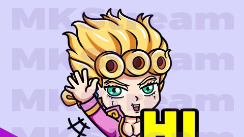 ArtStation - Twitch emotes jojo giorno giovanna waving hi hello | Artworks