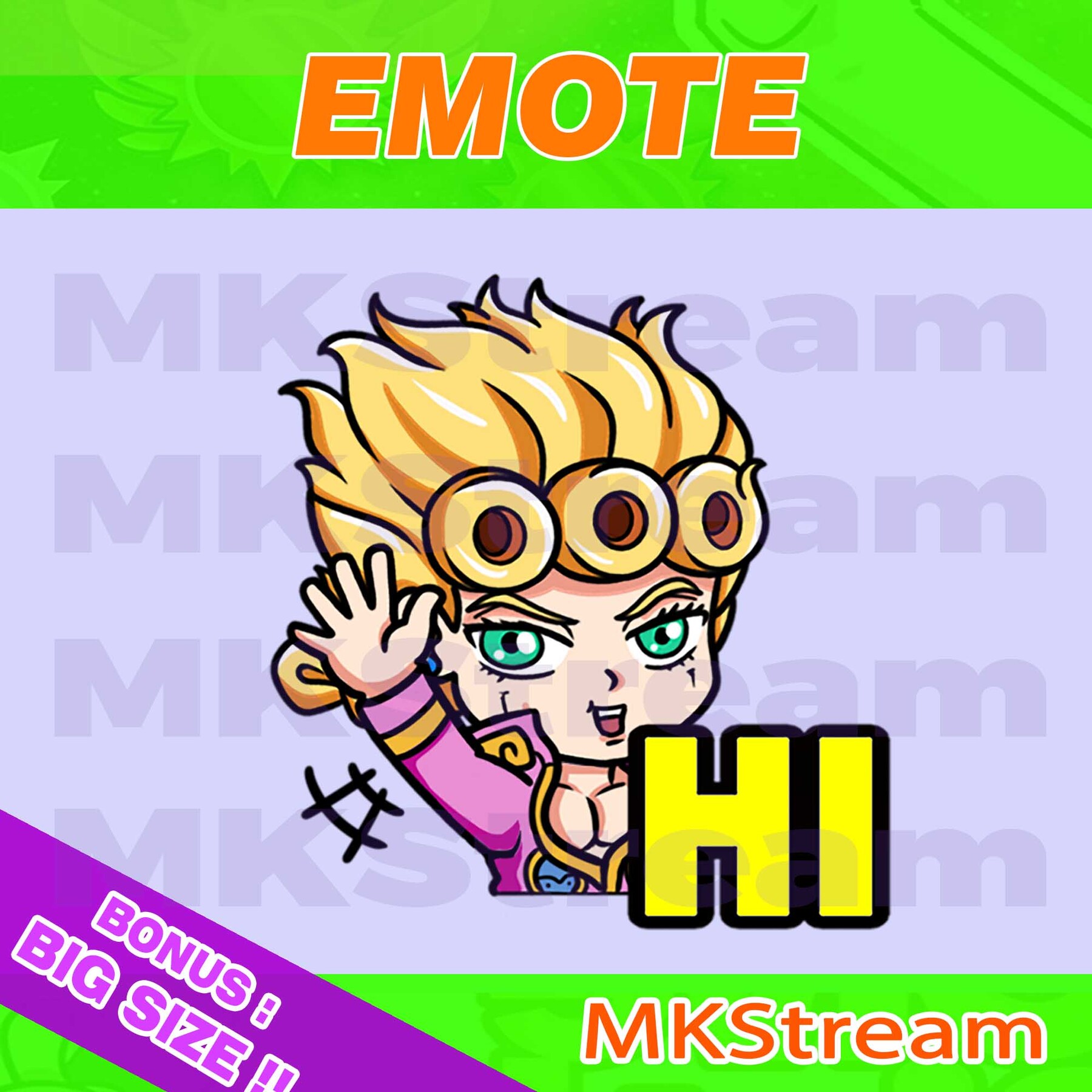ArtStation - Twitch emotes jojo giorno giovanna waving hi hello | Artworks