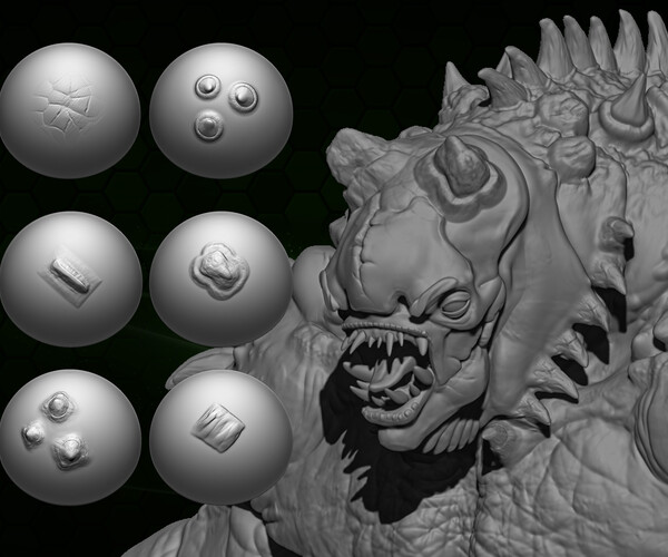 ArtStation - 35 Monster Skin Kit VDM ZBrush Brush V2 | Brushes