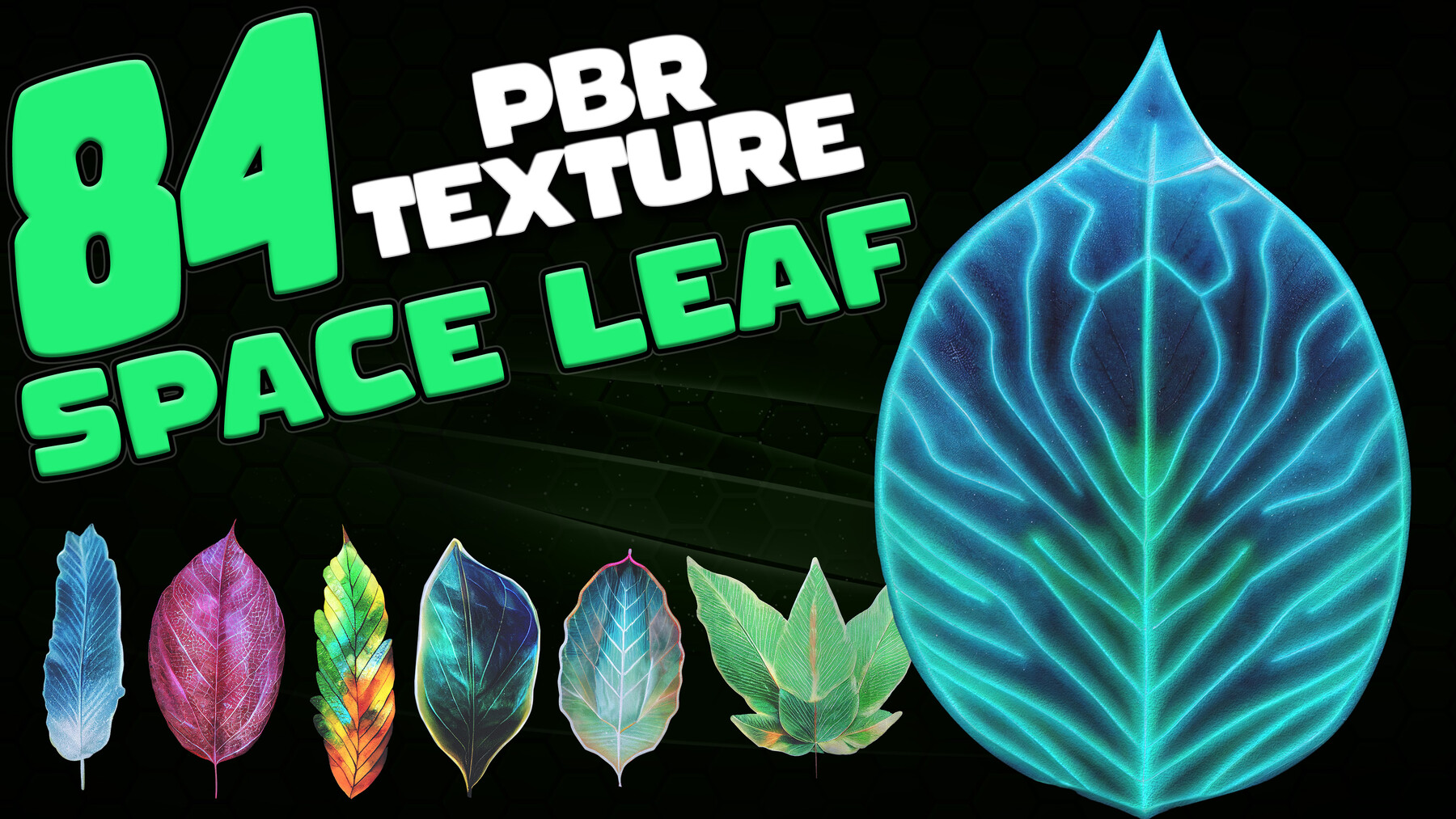 Art Talent Studio - 84 Space Leaf Pack - PBR Texture - 4k - with Alpha Map