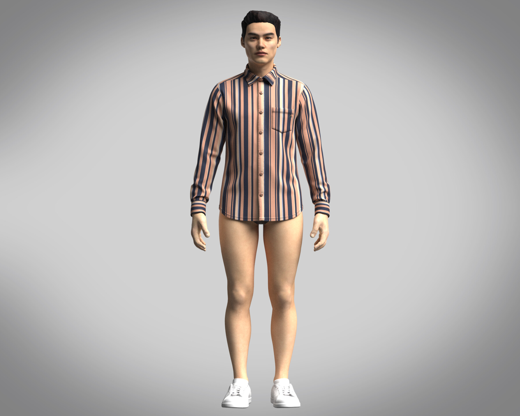 ArtStation - Men's Vintage Stripe Shirt | Resources