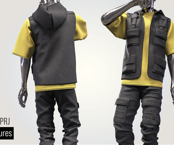 ArtStation - cyberpunk clothes man outfit pants shirt vest jacket ...