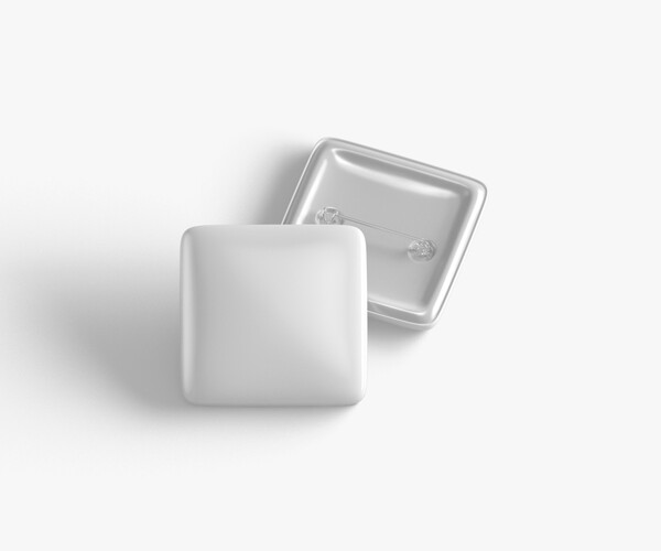 ArtStation - White Square Button Badge - plastic clutch pin | Resources