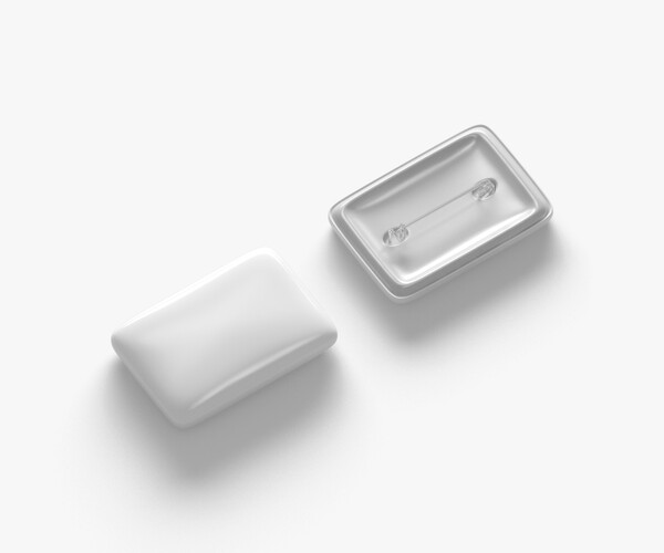 ArtStation - White Rectangular Button Badge - plastic clutch pin ...