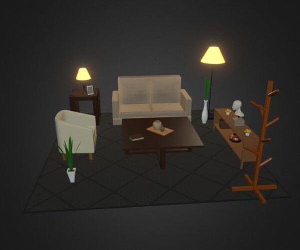 ArtStation - Polygon Living room | Game Assets