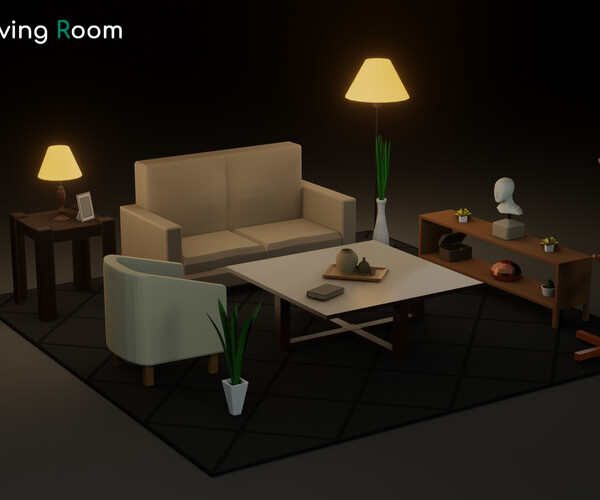 ArtStation - Polygon Living room | Game Assets