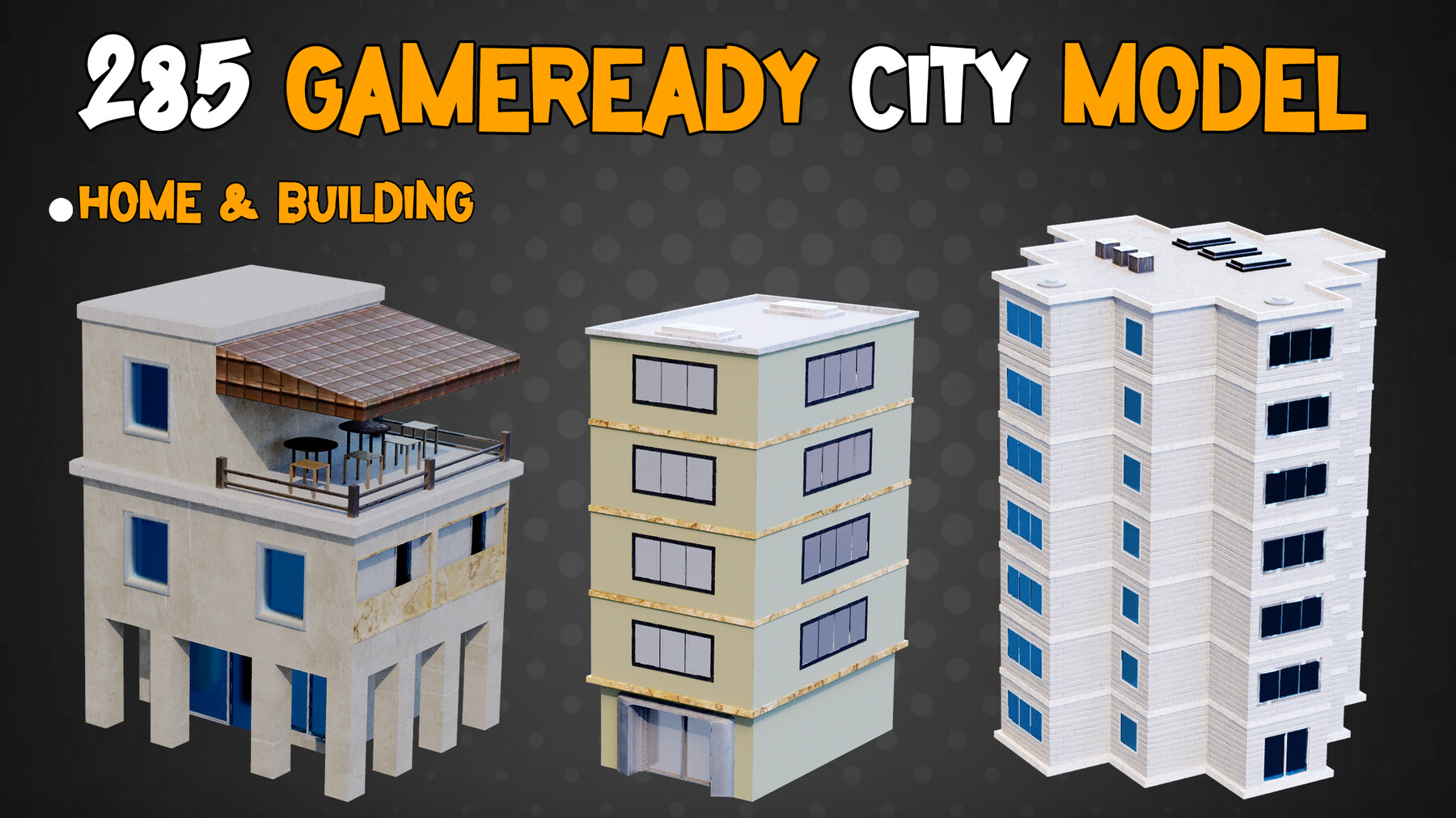 3DShop - 285 Game-Ready City Model VOL-01