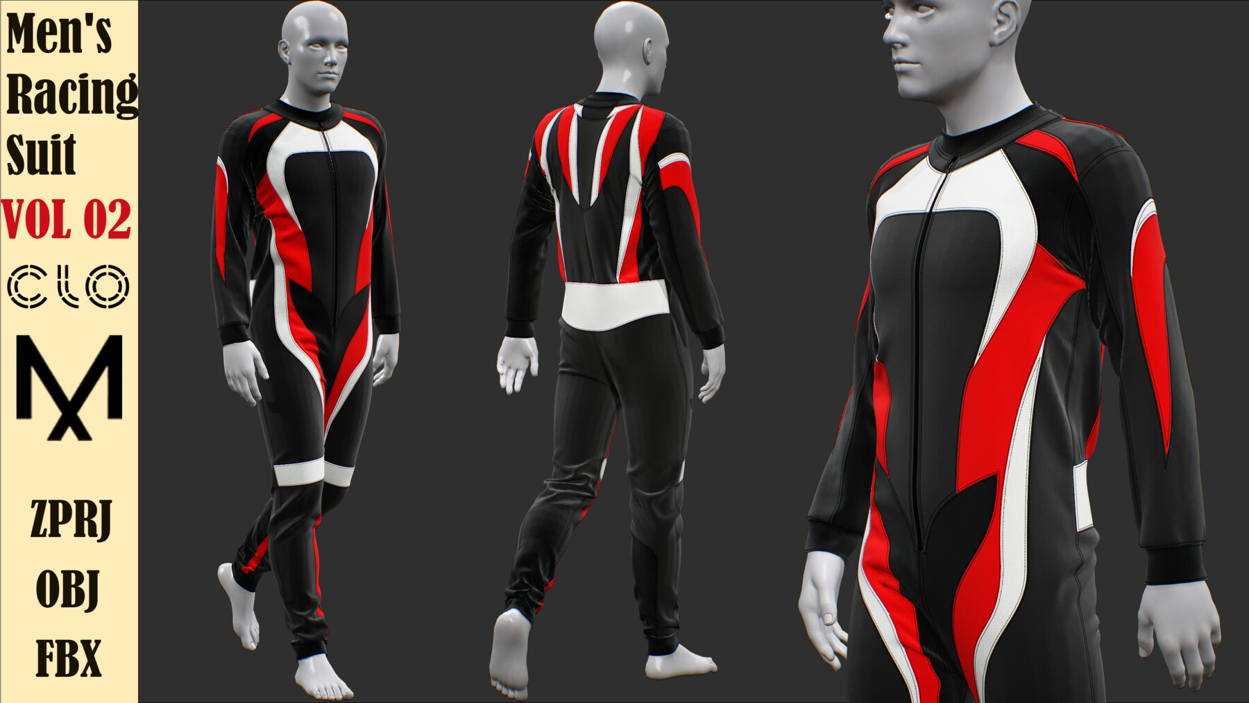 ArtStation - Men's Racing Suit_VOL 02( Marvelous/CLO +ZPRJ +OBJ +FBX ...