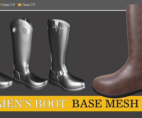 ArtStation - 10 Base Mesh men's boot - vol-01 | Game Assets