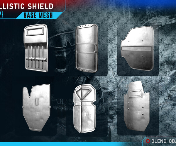 ArtStation - 36 BALLISTIC SHIELD BASE MESH (Vol 2) | Game Assets