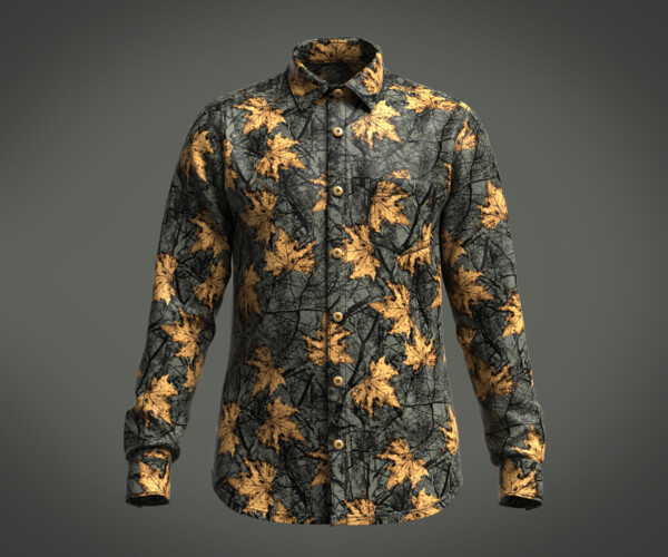 ArtStation - Men's leaf Printed Woven Shirt | Resources