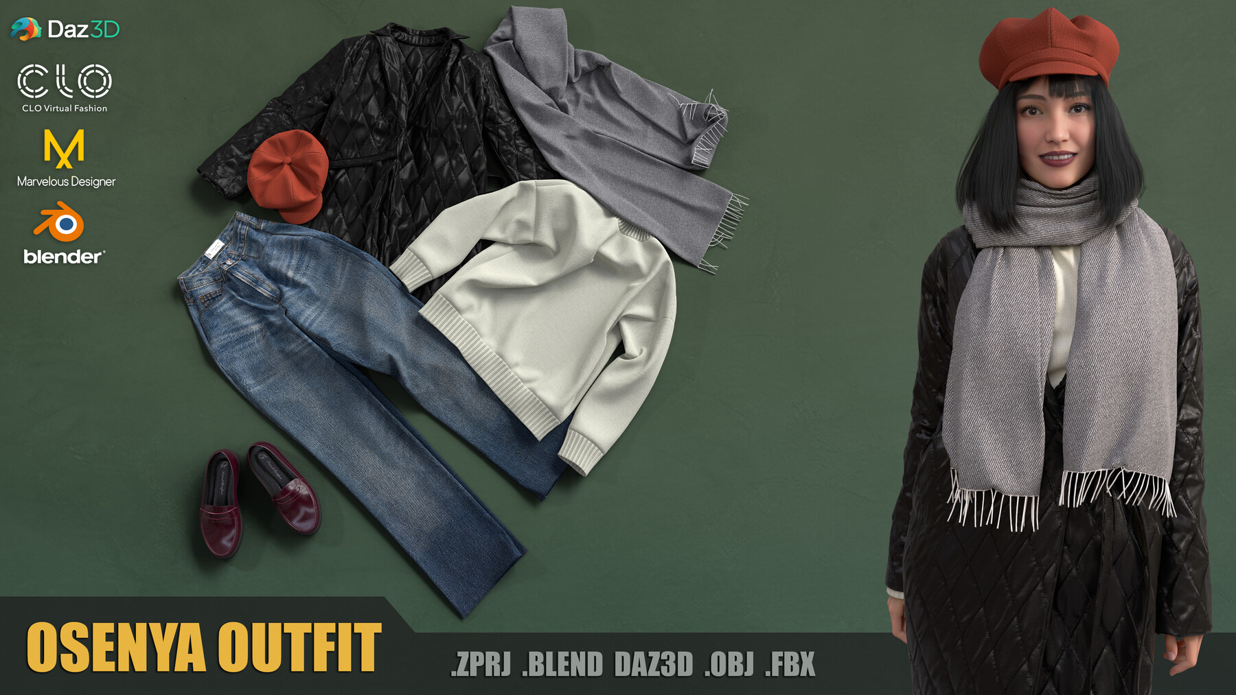 ArtStation - Osenya Outfit. DAZ3D + ZPRJ / .blend .fbx .obj | Resources