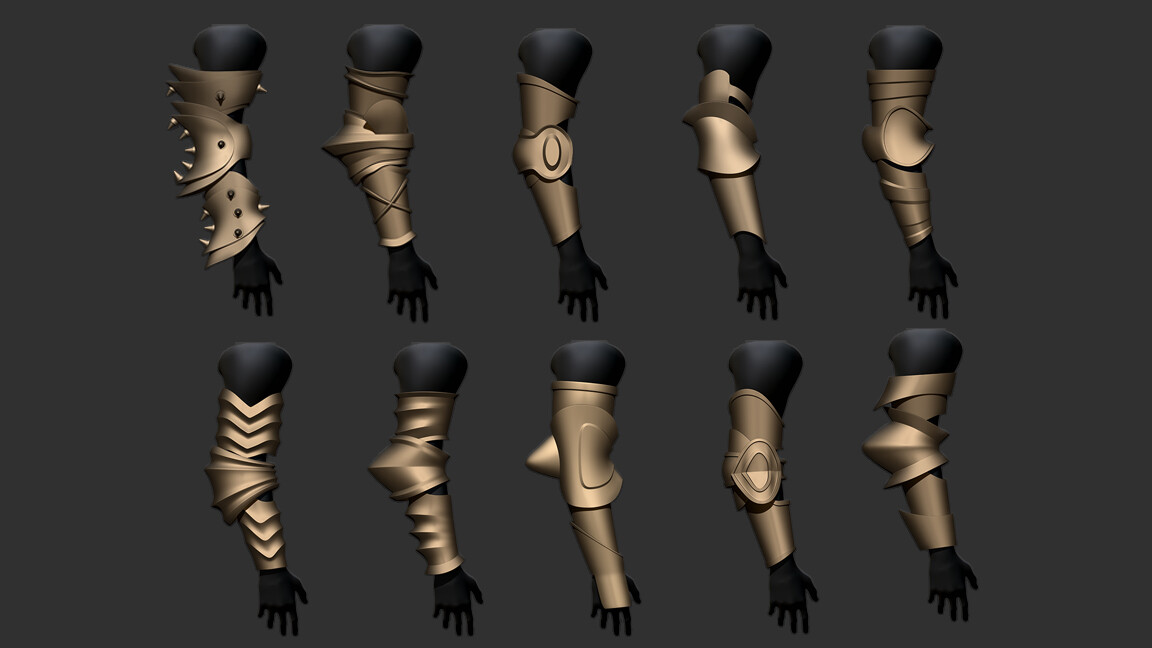 ArtStation - 50 Vambrace Highpoly and Lowpoly pack (With UVs) | Resources