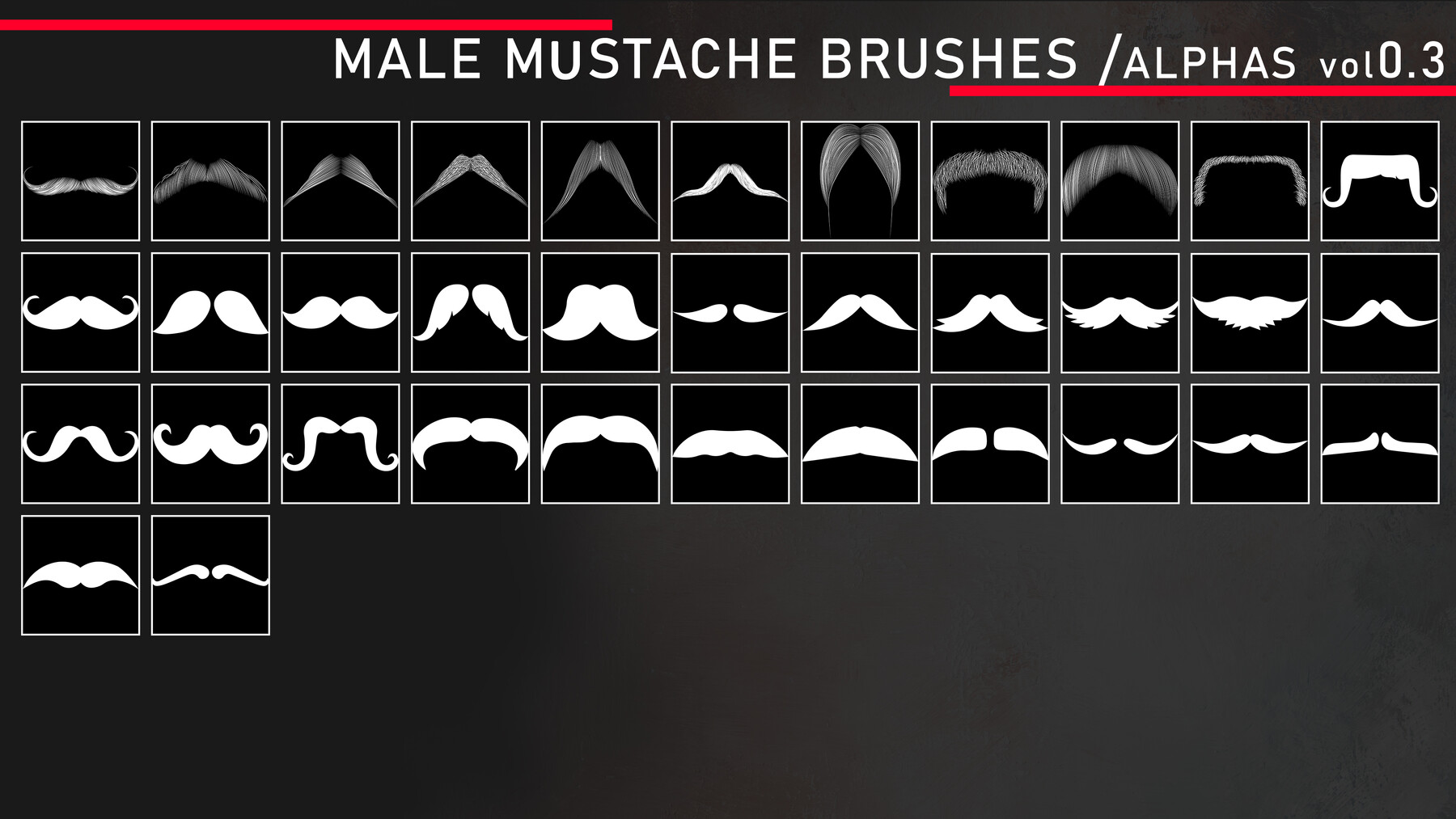 ArtStation - Male mustache brushes / alphas : | Brushes