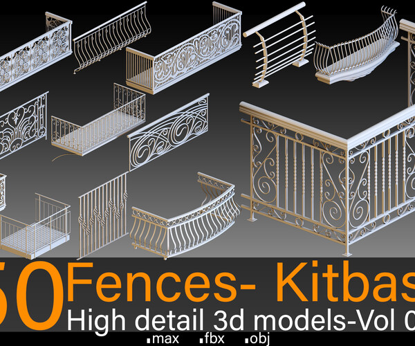 ArtStation - 50 Fences- Vol 01- Kitbash- High detail 3d models | Resources
