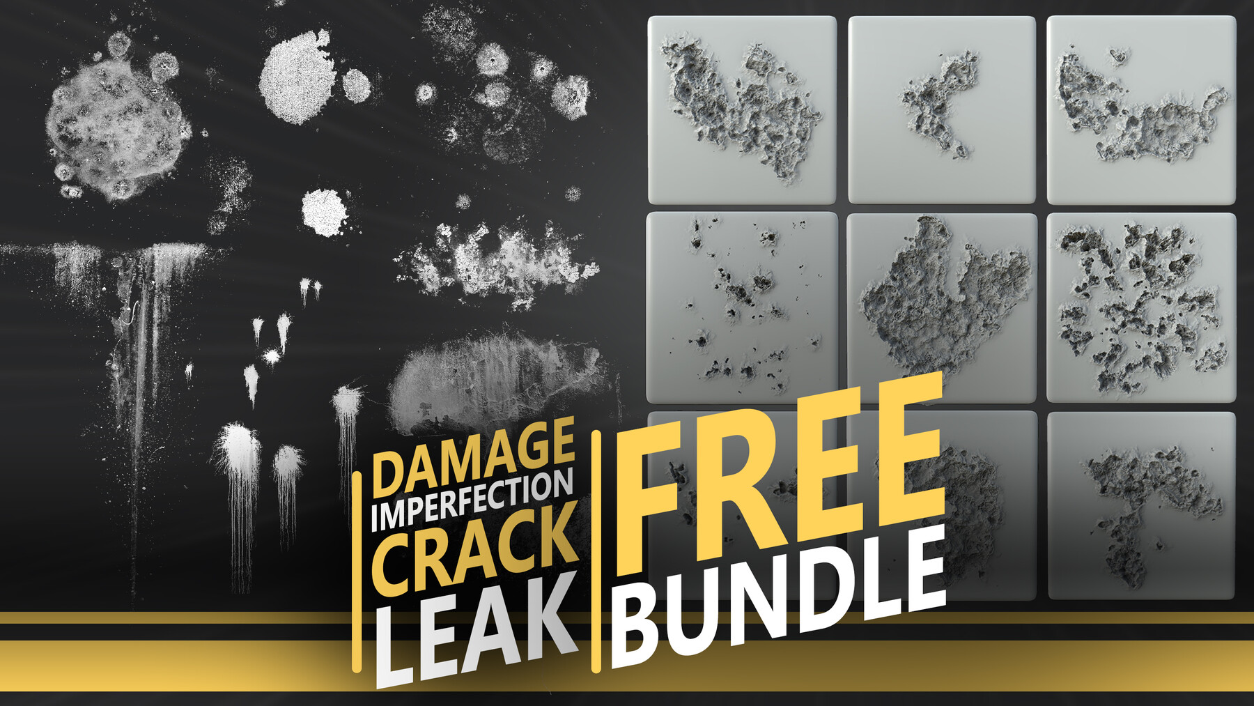 ArtStation - Free Bundle - Damage - Leak - Crack - Imperfection | Brushes