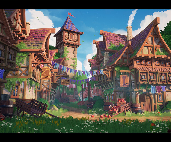 ArtStation - Modular Stylized Medieval Town | Game Assets