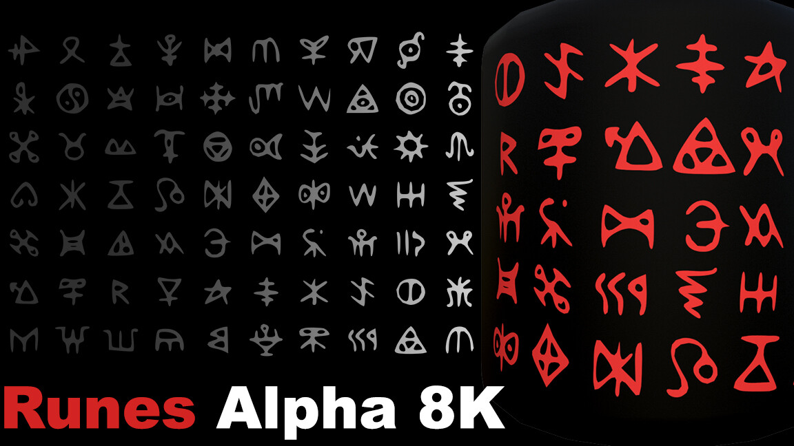ArtStation - 110 Runes Alpha 8K Vol 2 | Brushes