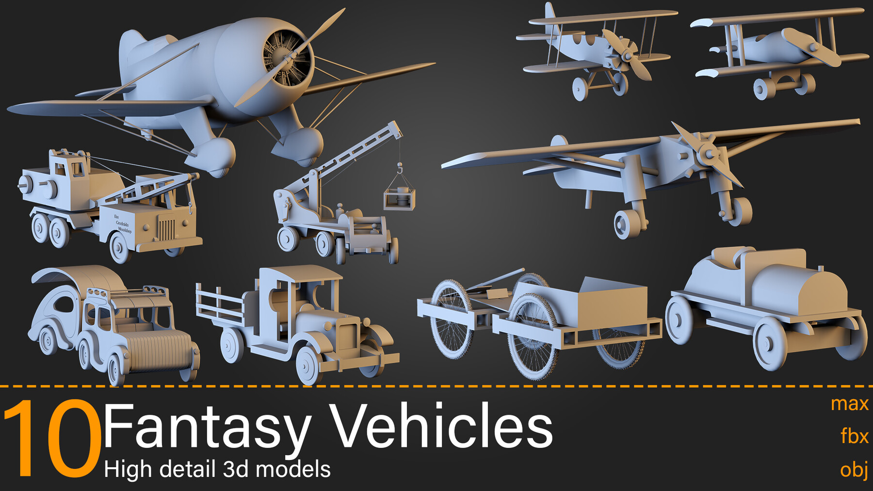 ArtStation - 10 Fantasy Vehicles- 3d models-max.fbx.obj | Resources