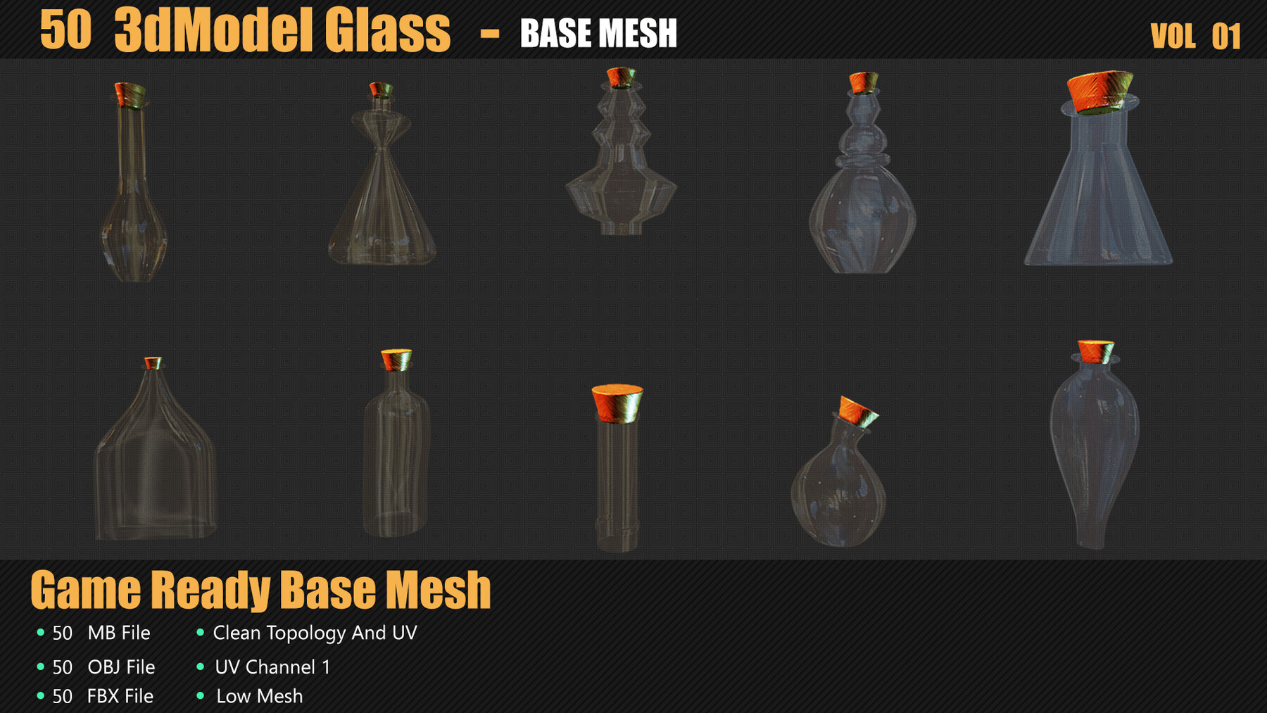 ArtStation - 50 3D Glass Models Base Mesh In Maya | Game Assets