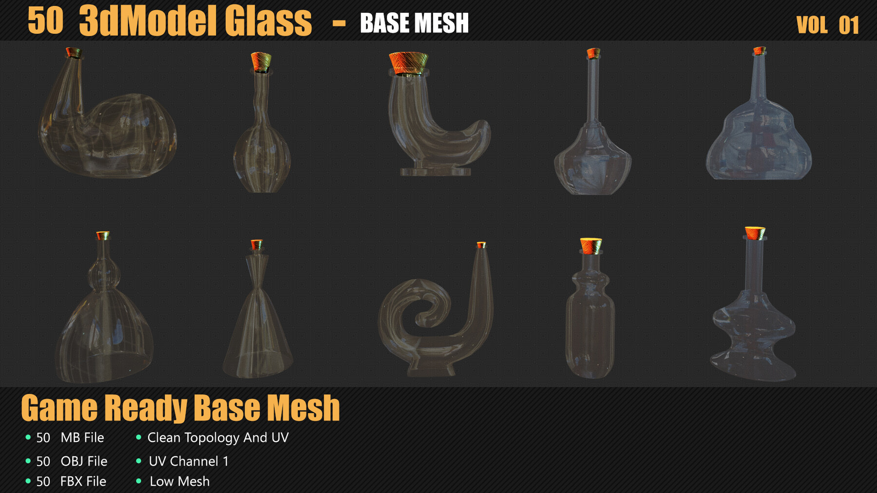ArtStation - 50 3D Glass Models Base Mesh In Maya | Game Assets