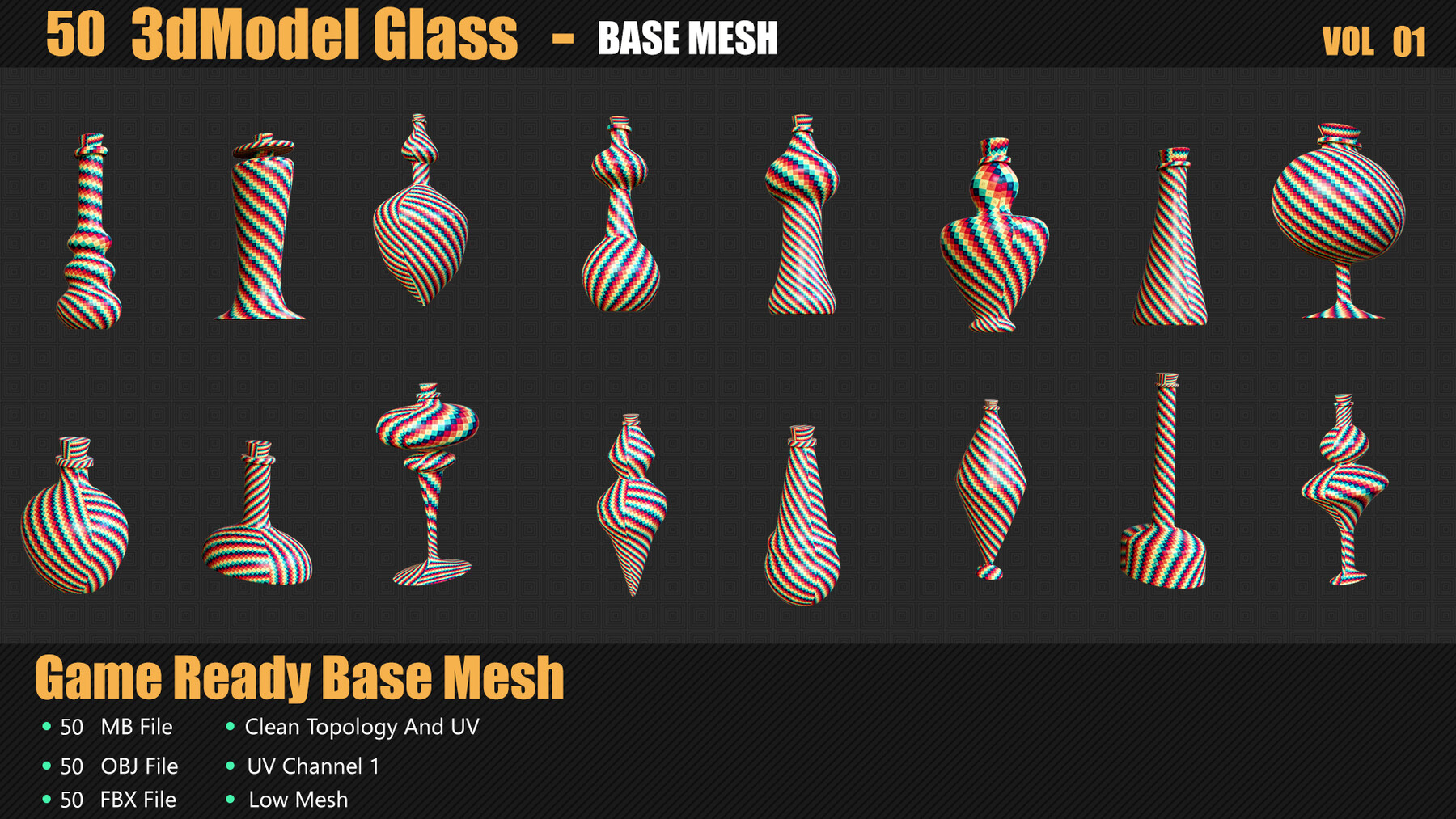 ArtStation - 50 3D Glass Models Base Mesh In Maya | Game Assets