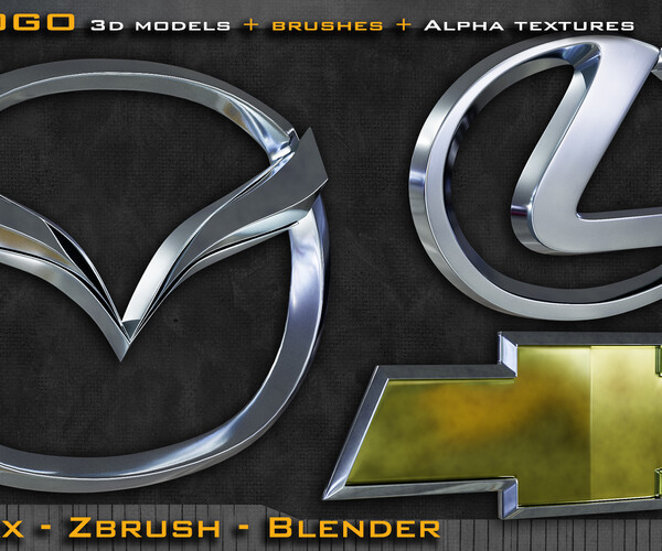 ArtStation - 25 Car Logo 3d model + ZBrush and Blender Brushes + Alpha ...