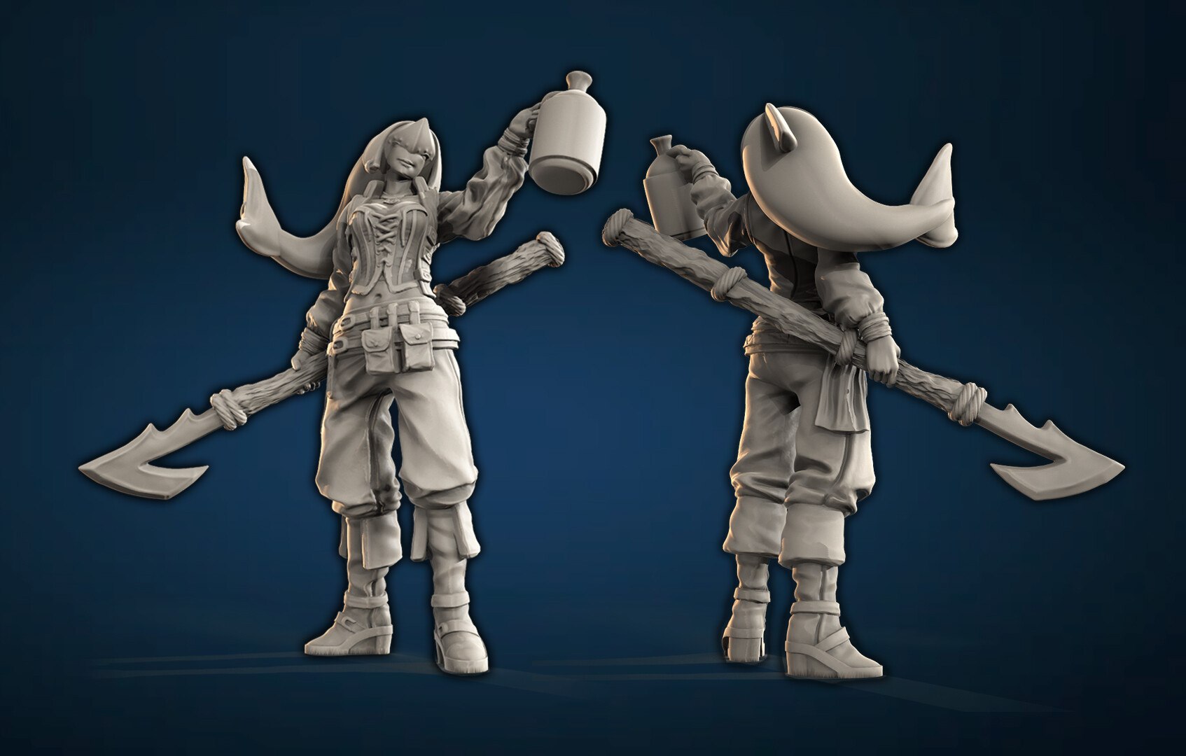 ArtStation - Shark Pirates Miniature - [3 models & Pre-Supported ...