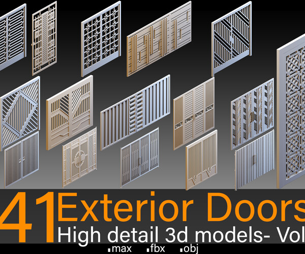 ArtStation - 41 Exterior Doors- Vol 02- Kitbash- High detail 3d models | Resources