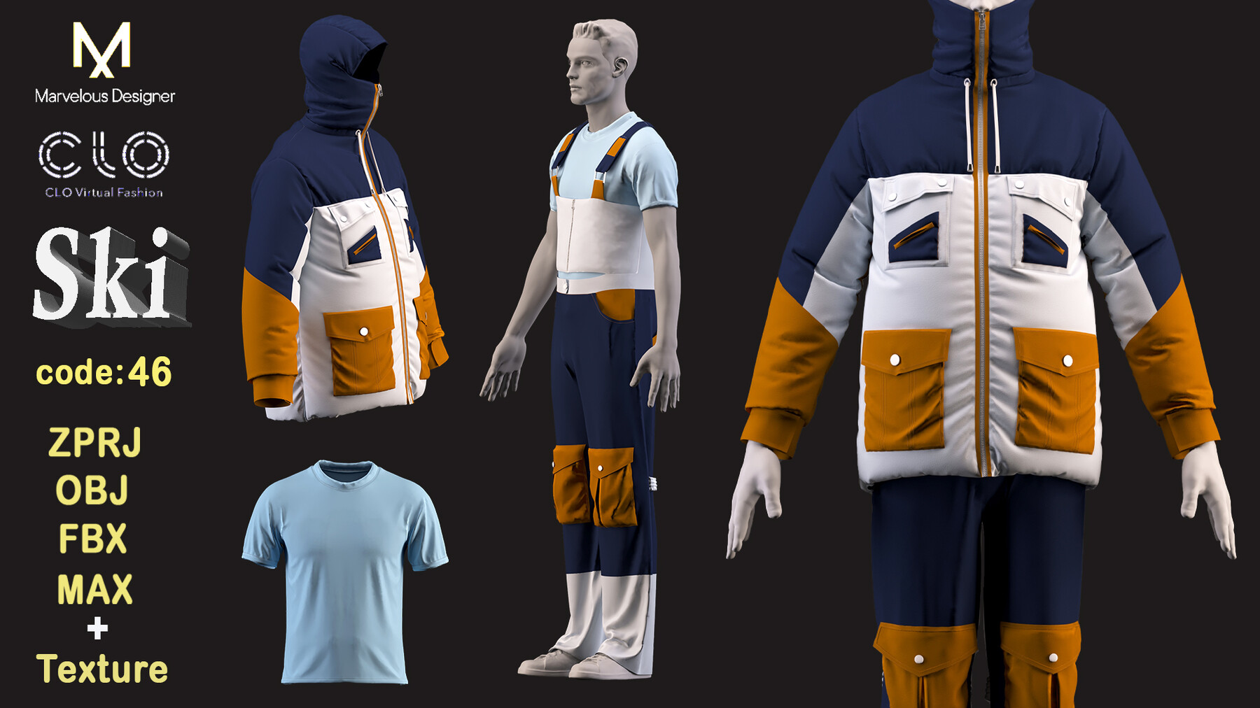 ArtStation - Ski clothing (ZPRJ , FBX , OBJ , MTL , MAX , TEXTURES ...