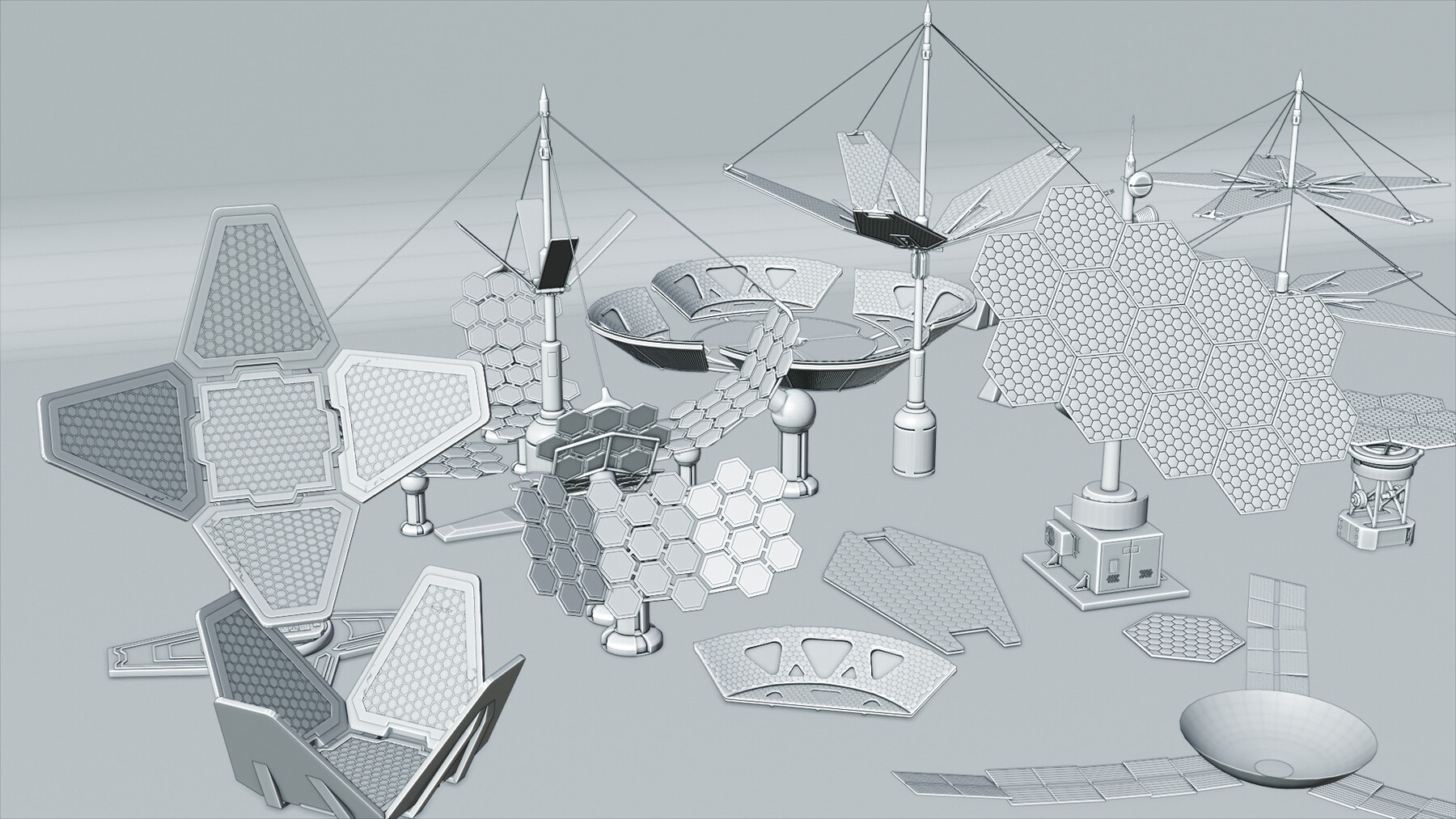ArtStation - 15+ Sci-Fi Modular solar panels Kit | Resources