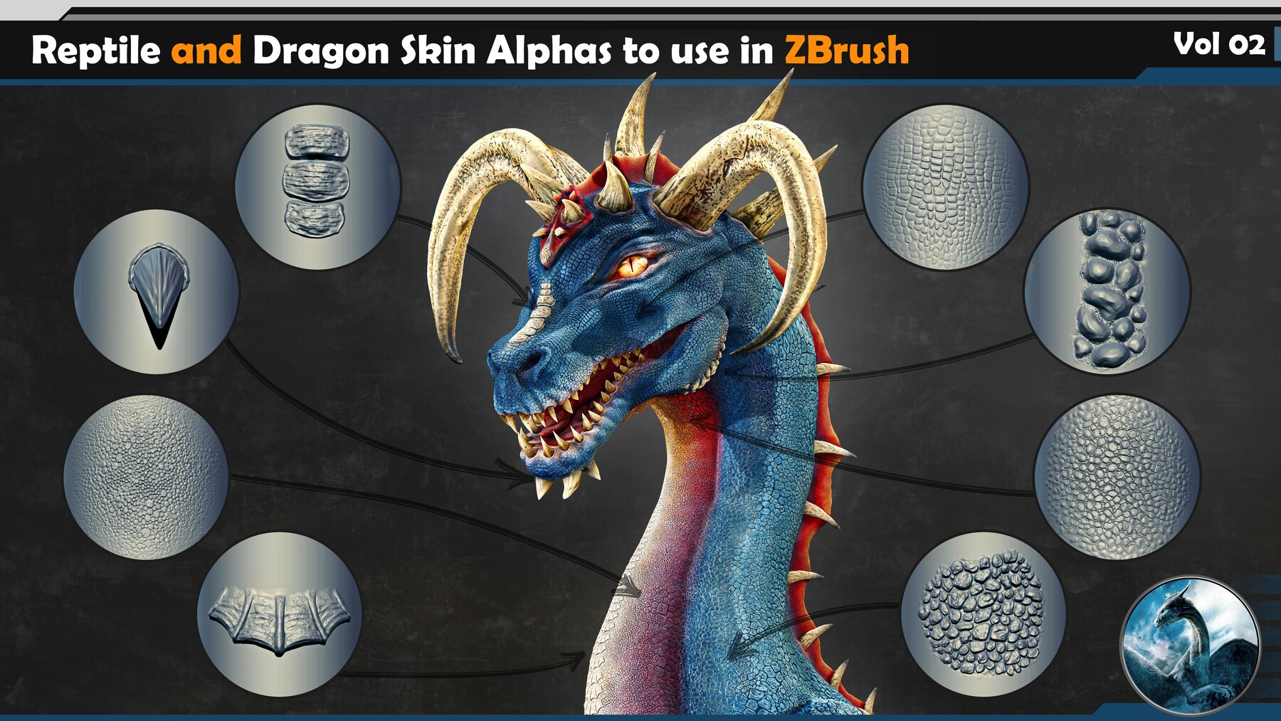 ArtStation - 135 Reptile and Dragon Skin Brushes/Alphas Bundle (30% OFF ...