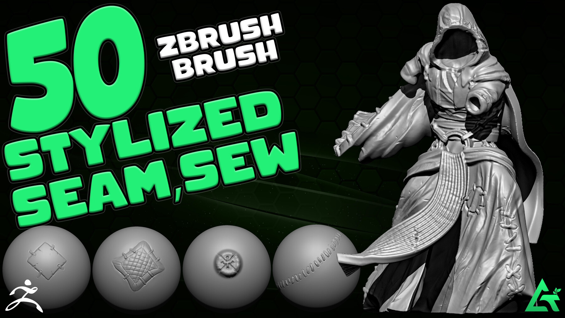 ArtStation - 50 Stylized Seam, Sew Zbrush Brush | Brushes