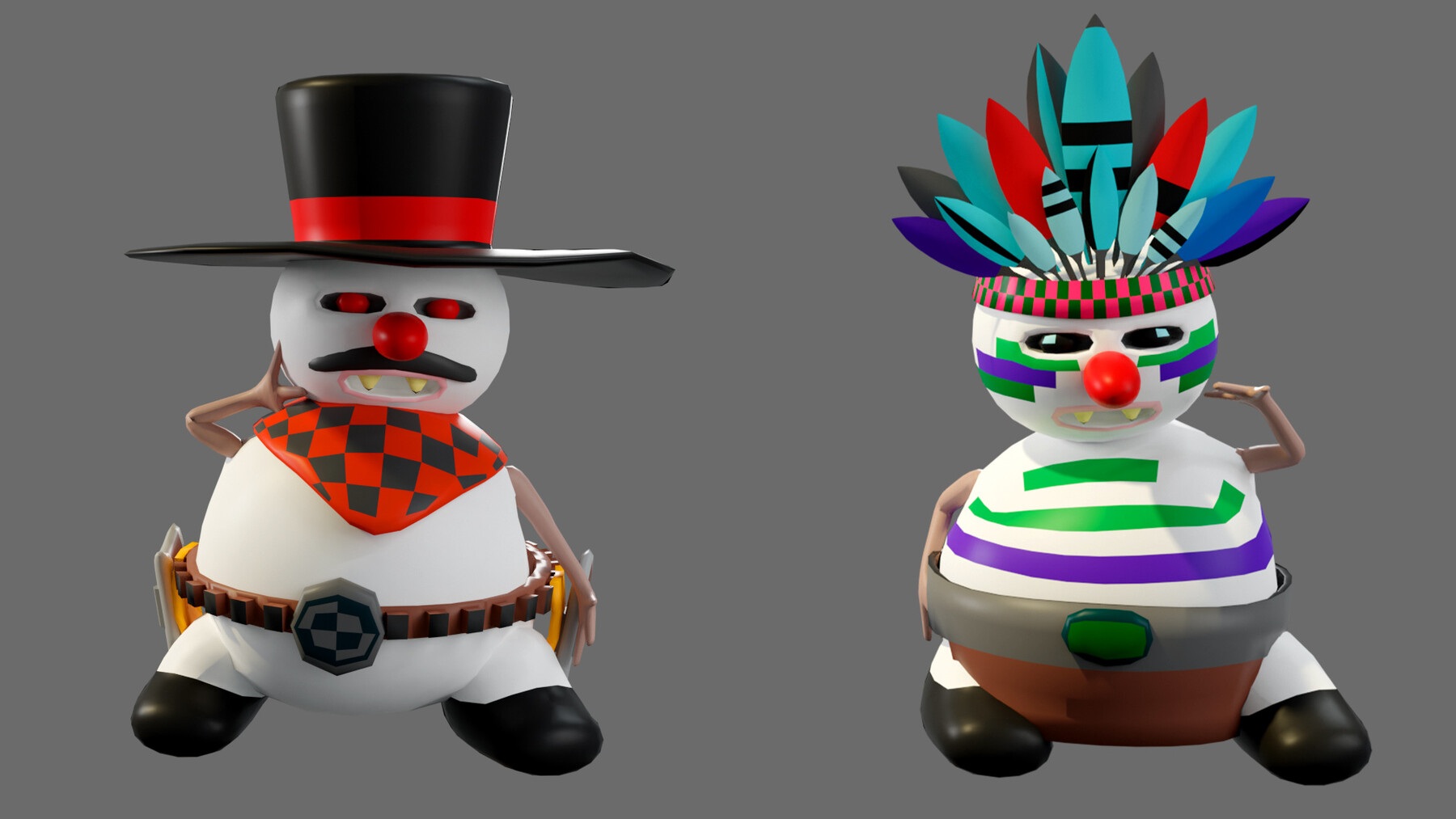ArtStation - Cartoon characters-2 snowmen | Game Assets