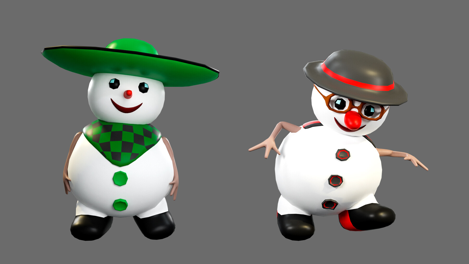 ArtStation - Cartoon characters-2 snowmen | Game Assets