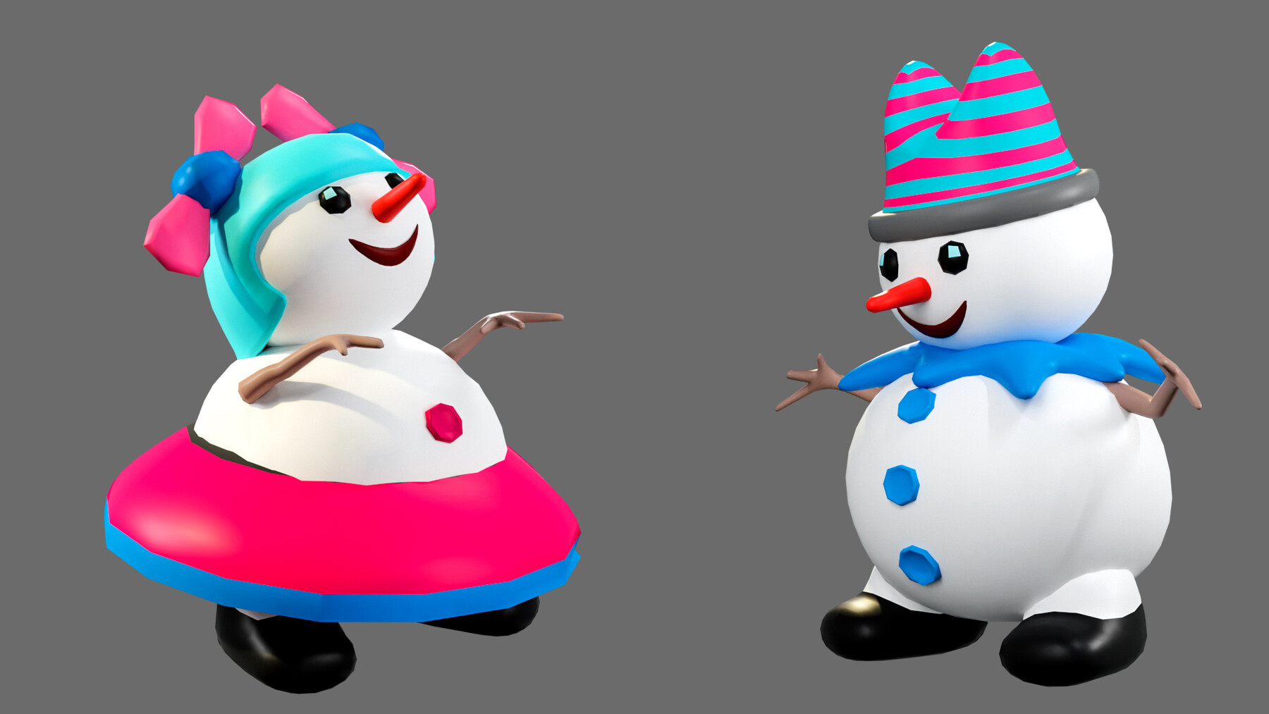 ArtStation - Cartoon characters-2 snowmen | Game Assets