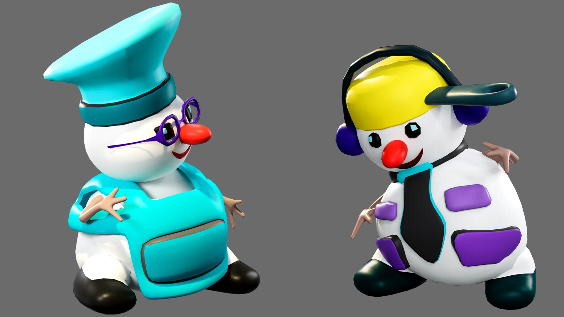 ArtStation - Cartoon characters-2 snowmen | Game Assets