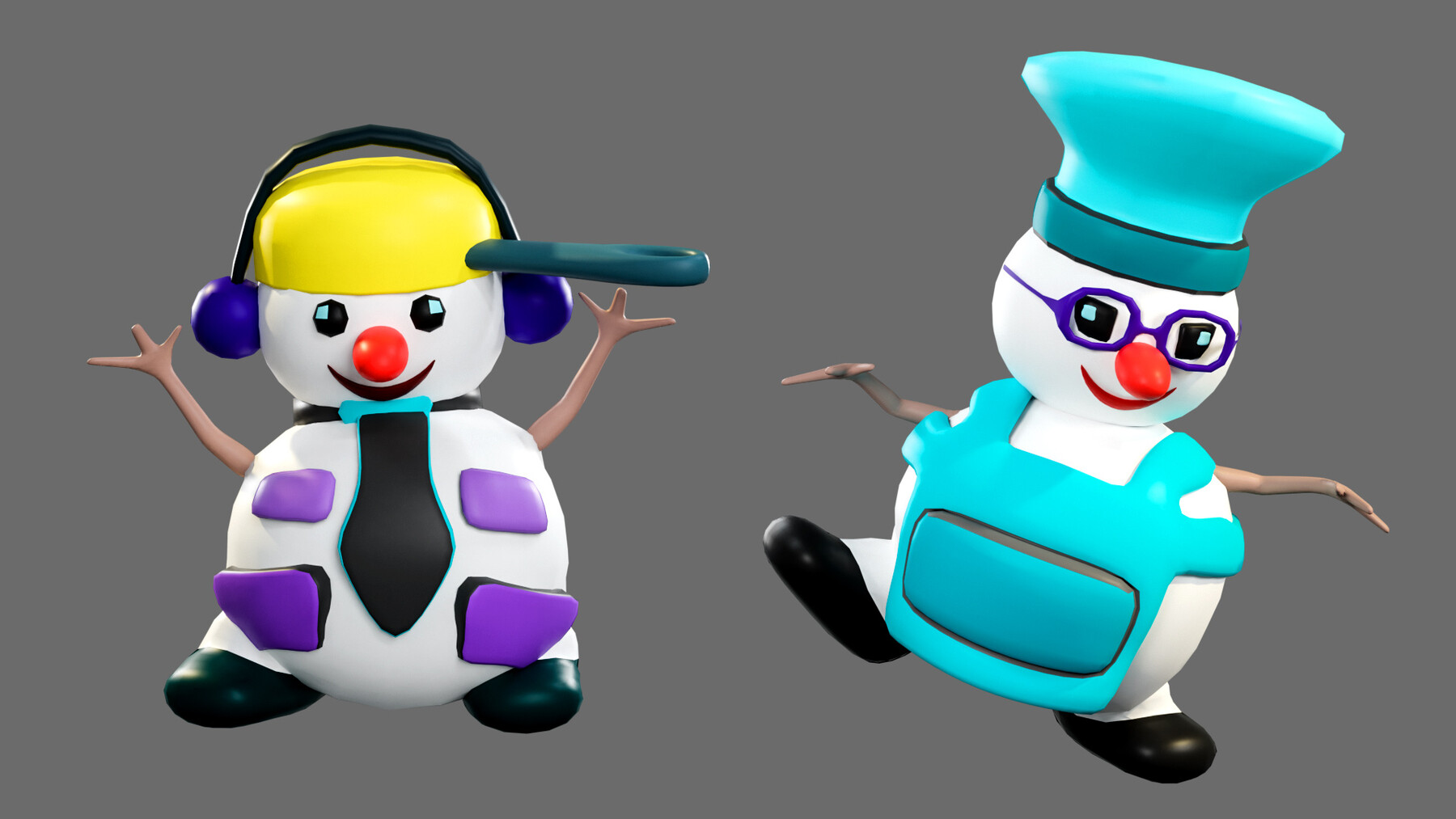 ArtStation - Cartoon characters-2 snowmen | Game Assets