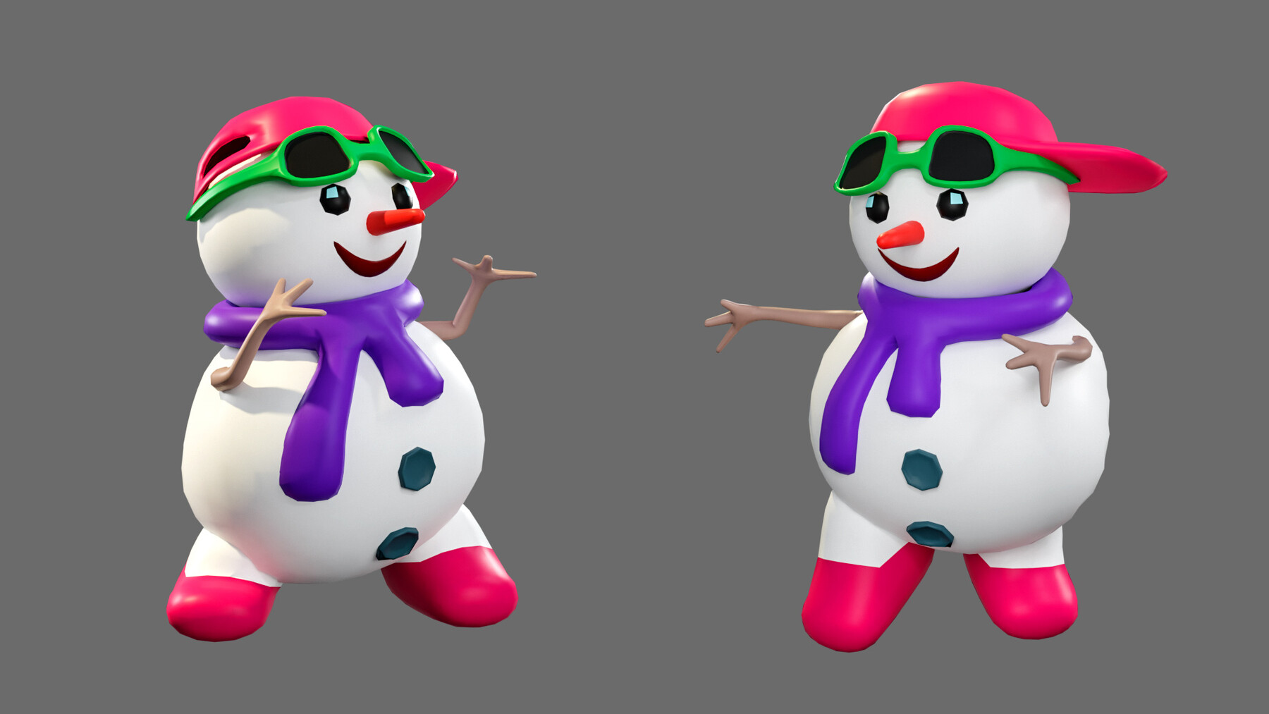 ArtStation - Cartoon characters-2 snowmen | Game Assets