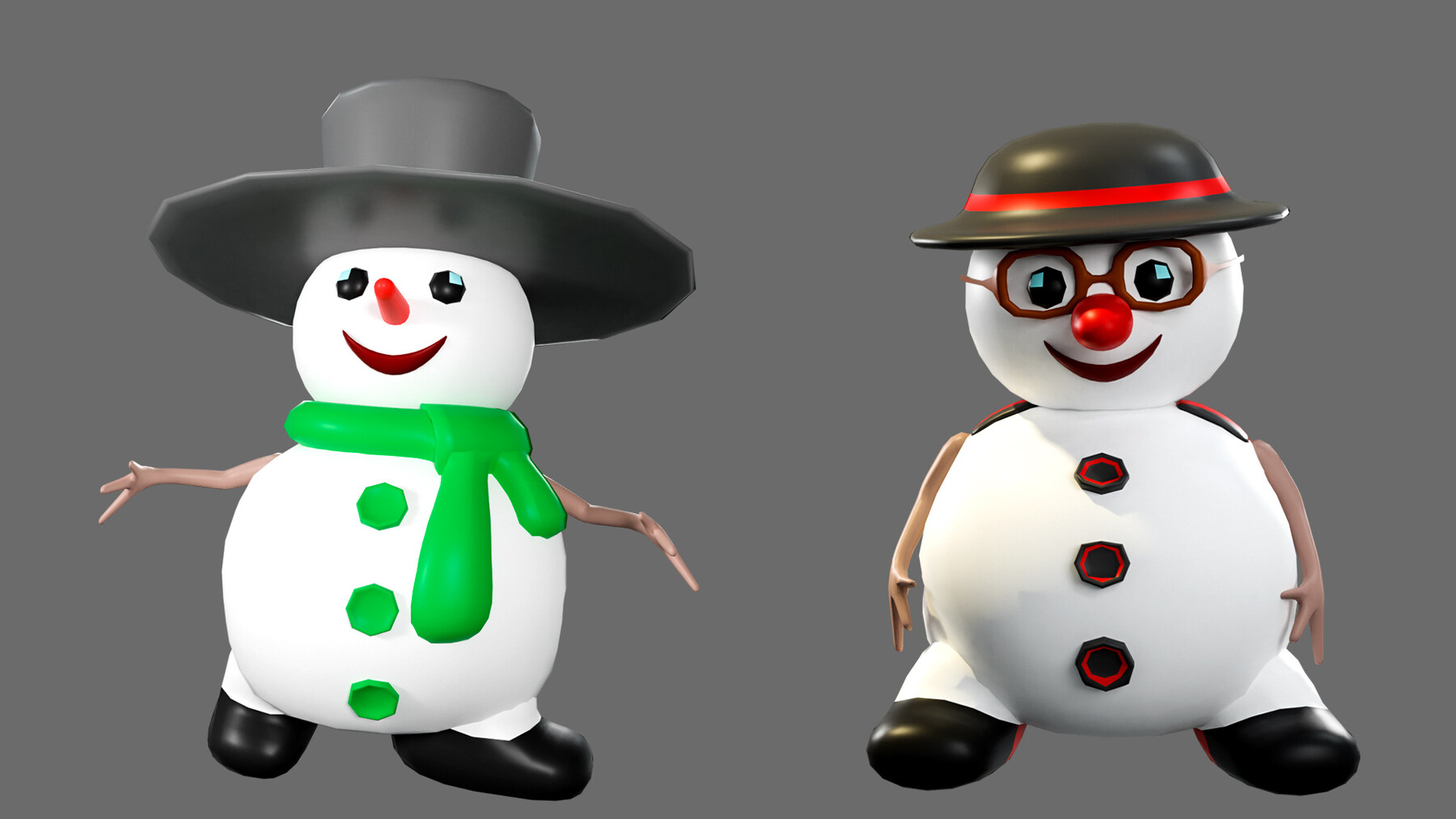 ArtStation - Cartoon characters-2 snowmen | Game Assets