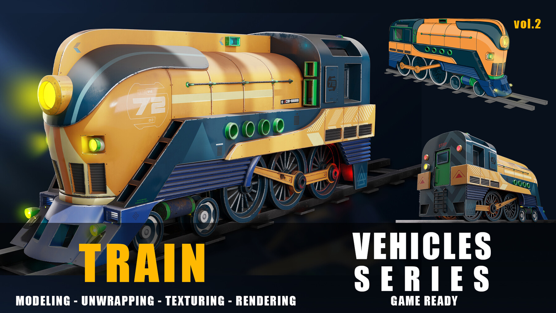 ArtStation - Humoro sci fi cyberpunk train game ready high poly and low poly (original concept ...