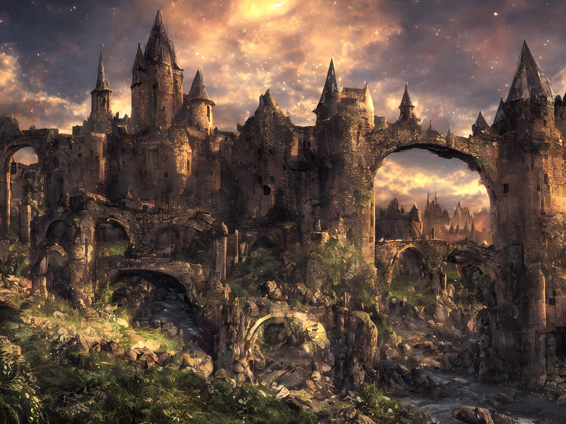 ArtStation - Pack of 18 post apocaliptic fantasy Castle scene | Artworks