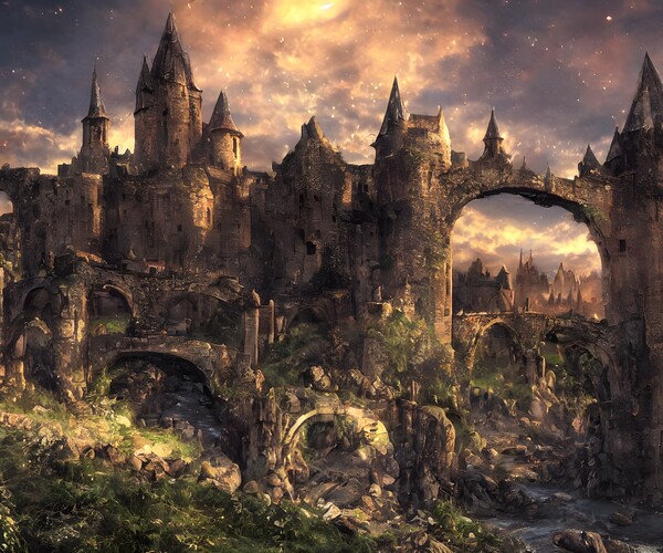 ArtStation - Pack of 18 post apocaliptic fantasy Castle scene | Artworks