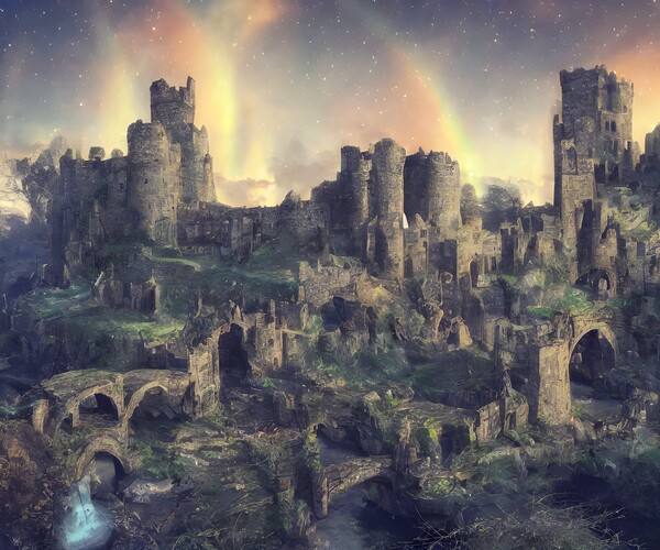 ArtStation - Pack of 18 post apocaliptic fantasy Castle scene | Artworks